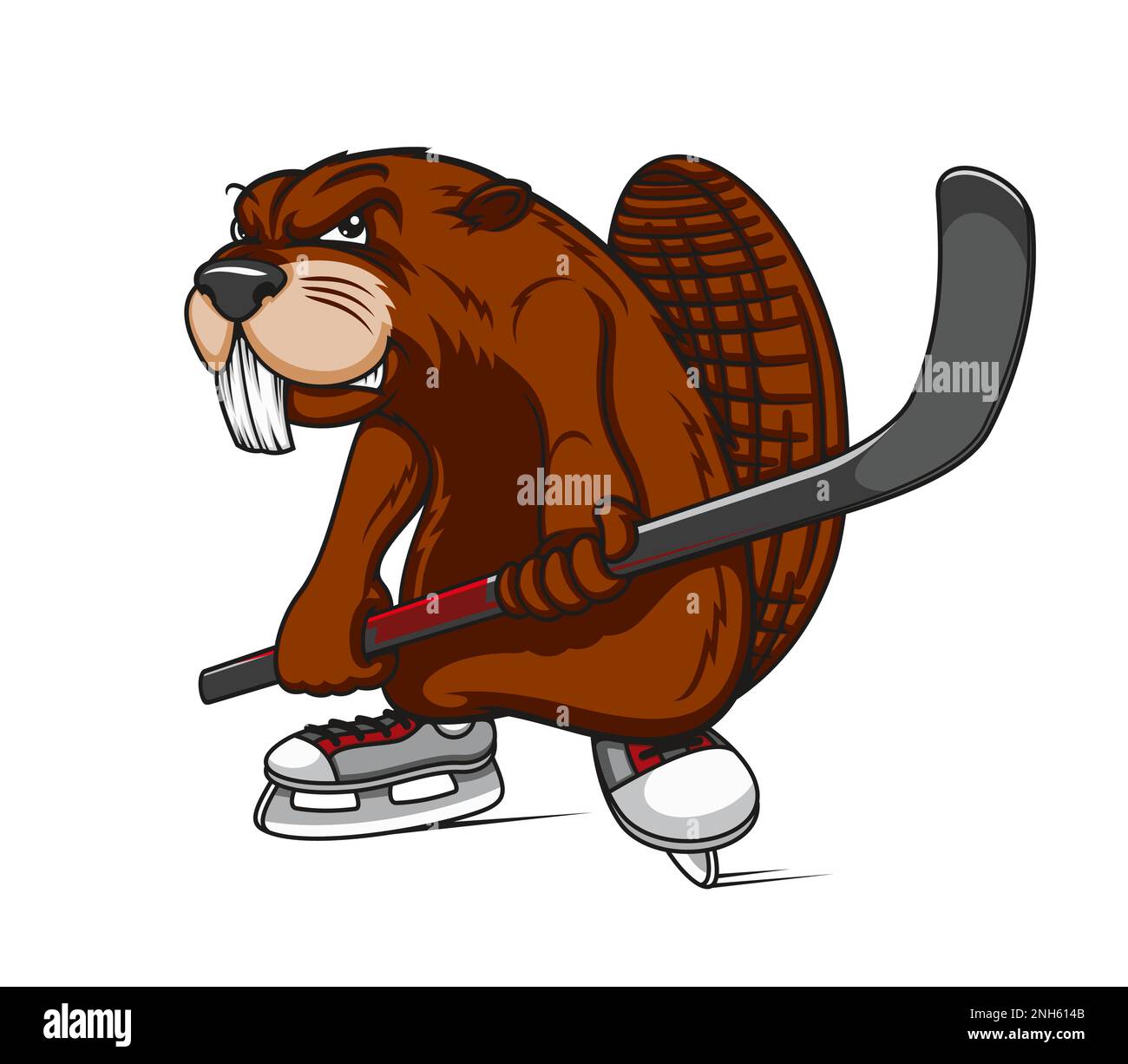 Cartoon beaver ice hockey player mascot. Sport team animal symbol, game ...