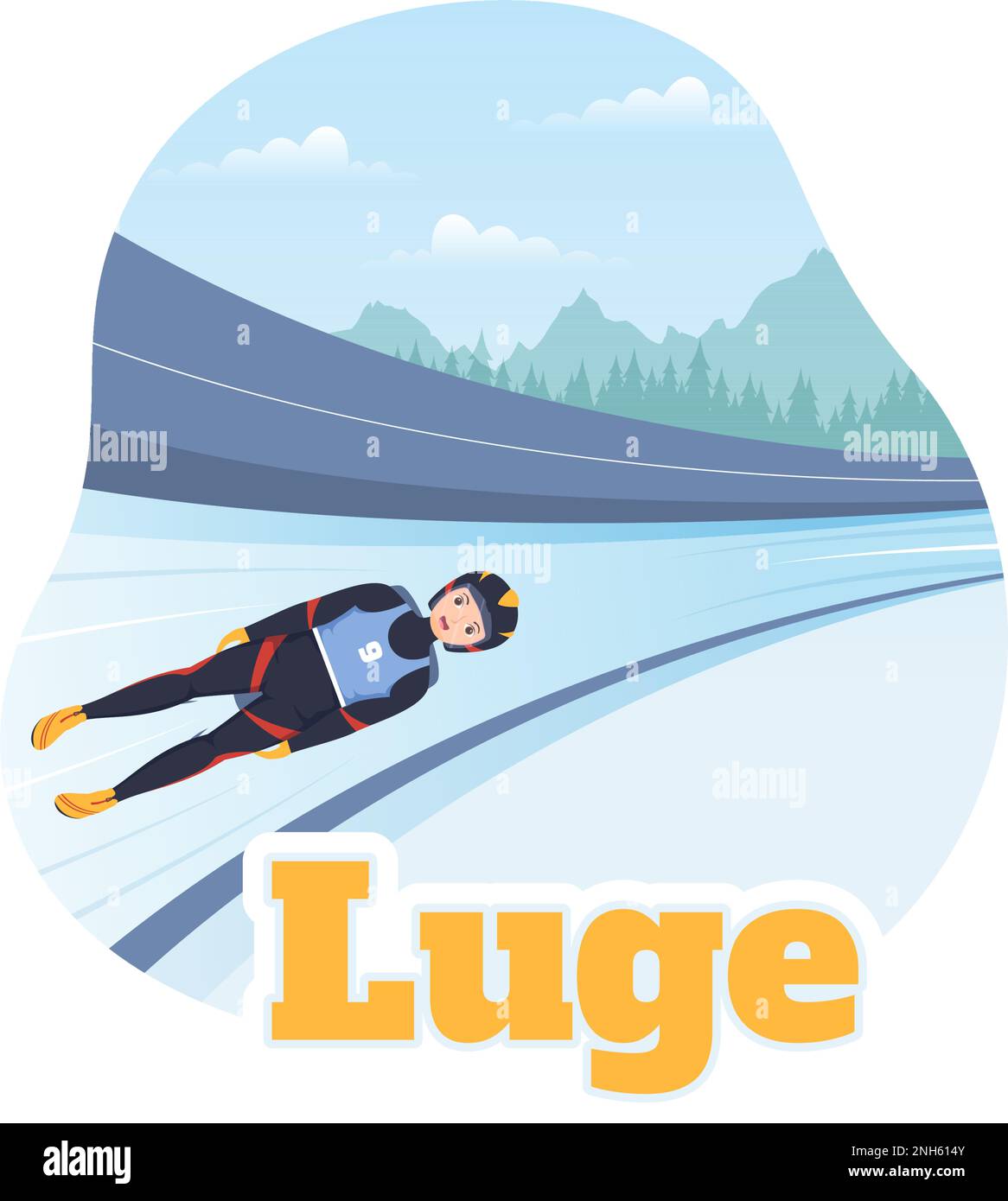 Luge Sled Race Athlete Winter Sport Illustration with Riding a Sledding ...