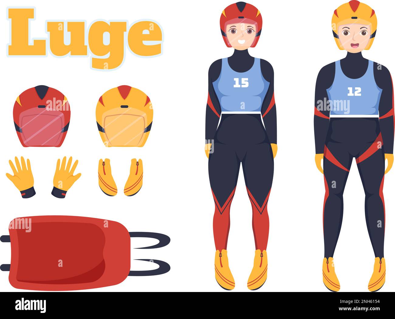 Luge Sled Race Athlete Winter Sport Illustration with Riding a Sledding ...