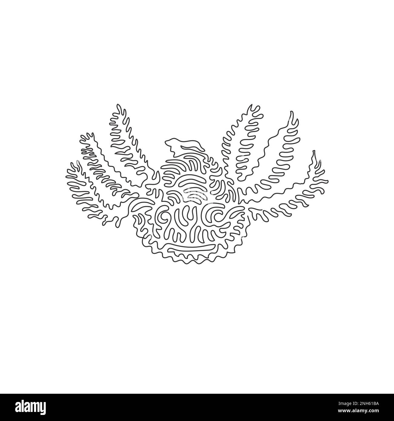Single Swirl Continuous Line Drawing Of Cute Axolotl Abstract Art Continuous Line Draw Graphic