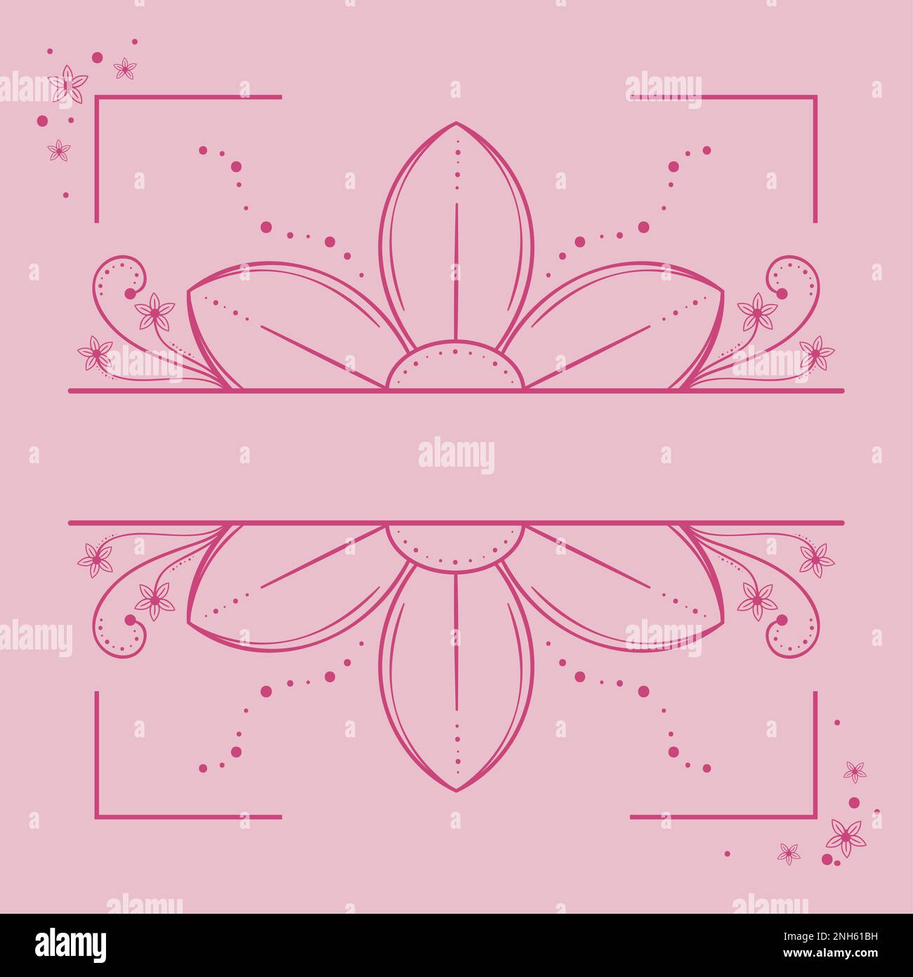 floral pink linear style label poster Stock Vector Image & Art - Alamy