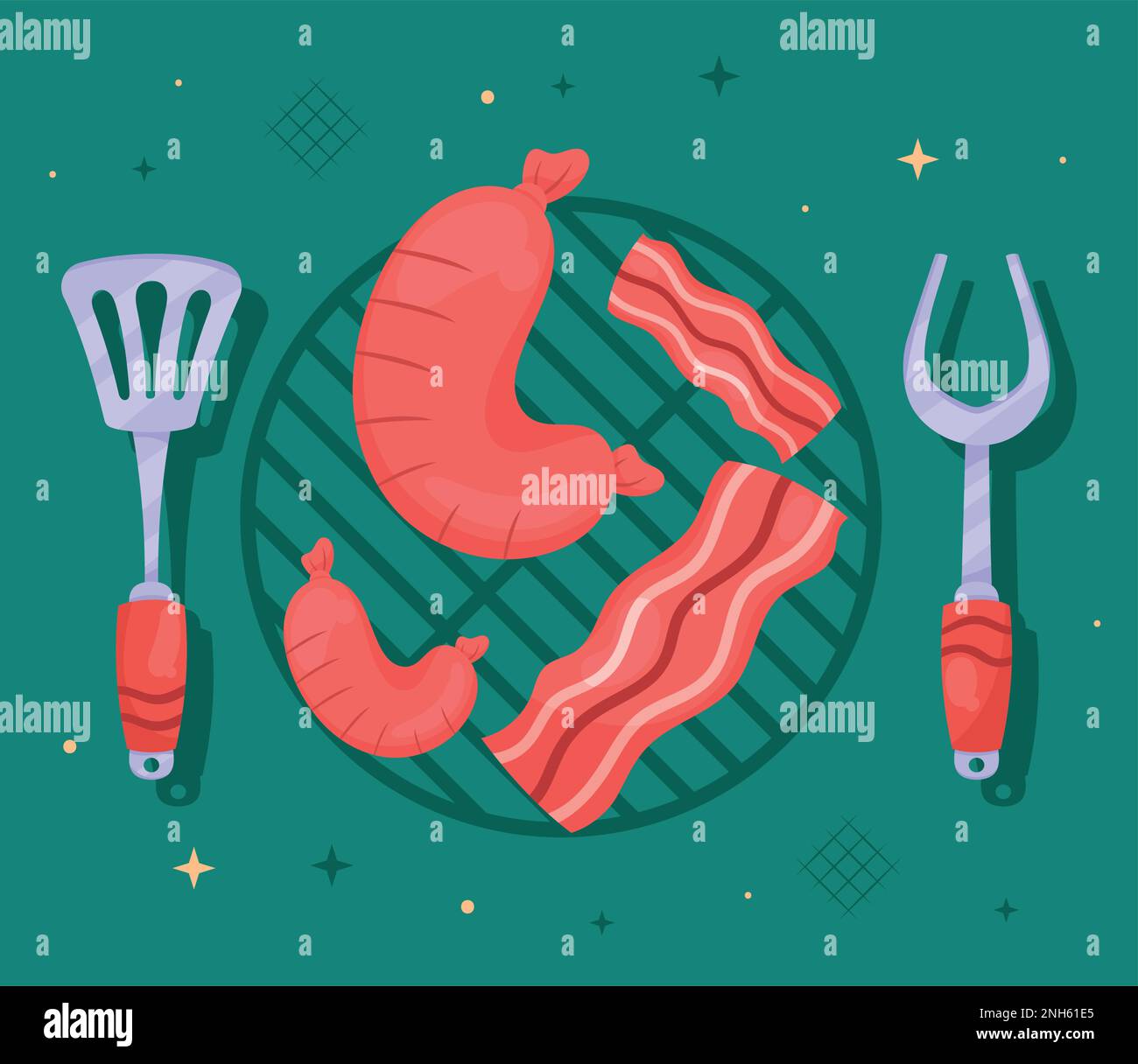 Sausage roast in oven Stock Vector Images - Alamy