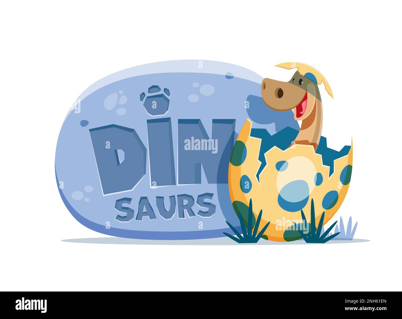 Cartoon funny Brontosaurus dinosaur character and dino egg. Comical ...