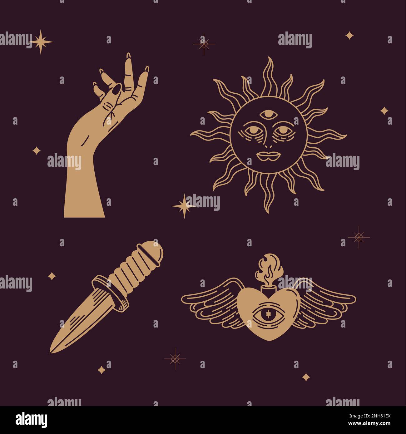 alchemy icons in brown background poster Stock Vector Image & Art - Alamy