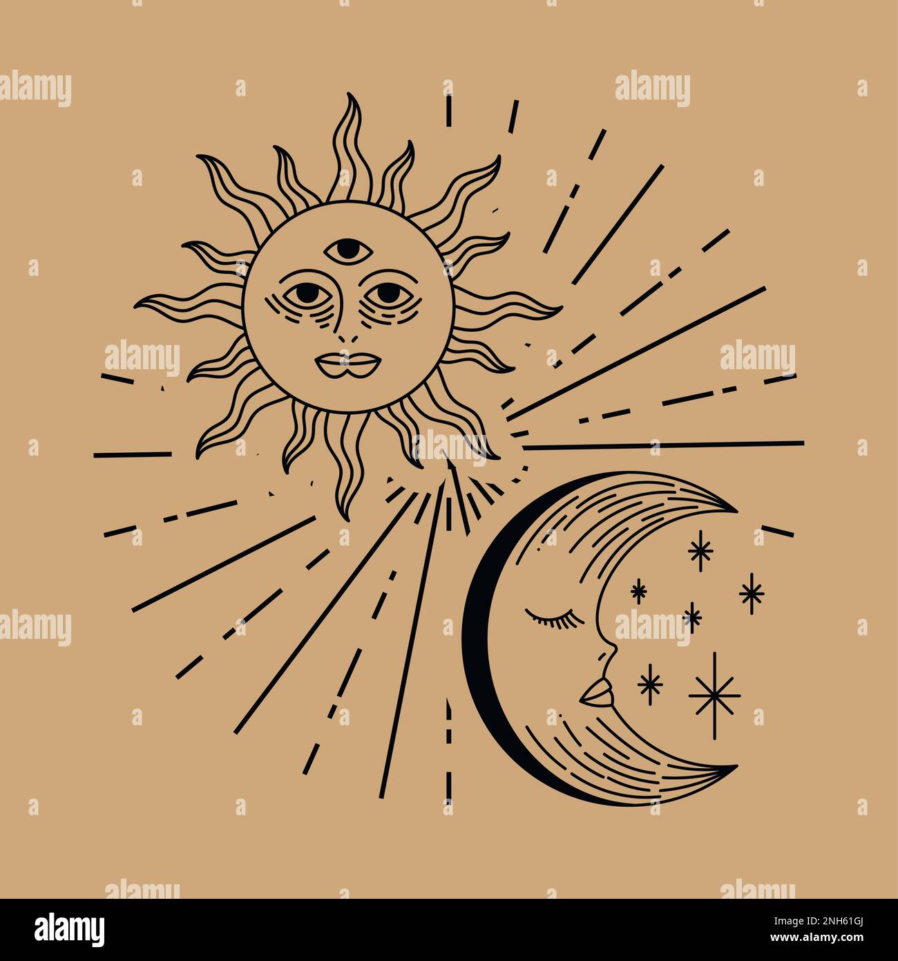 Crescent moon face vintage Stock Vector Images - Alamy
