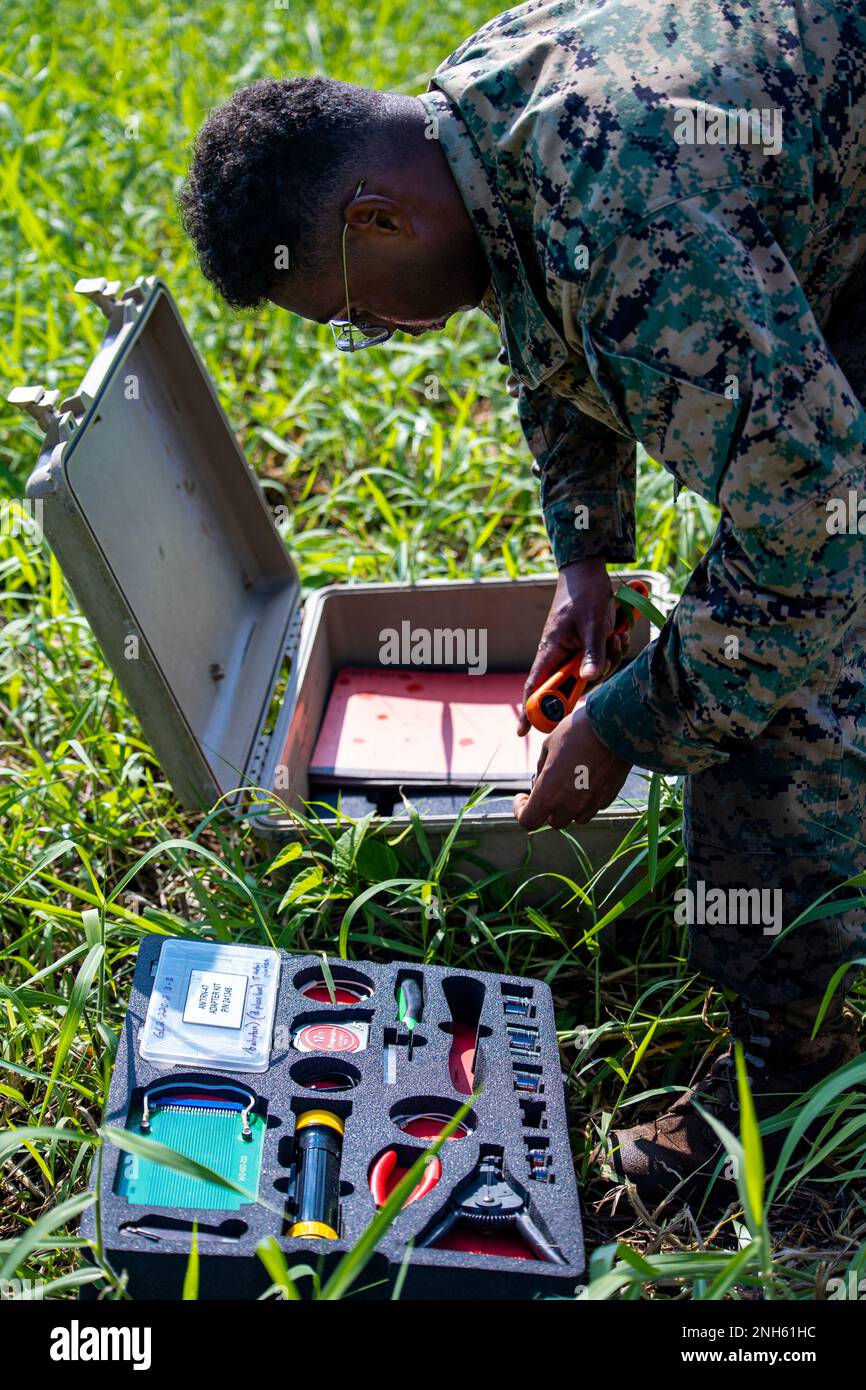 U.S. Marine Corps Lance Cpl. Enrique Fletcher, an air traffic control ...