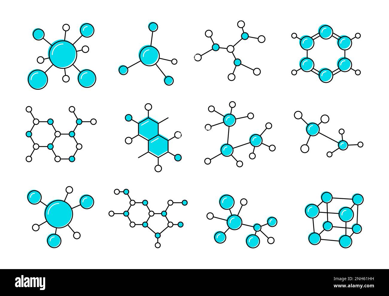Science and medical molecule icons. Medicine laboratory atomic ...