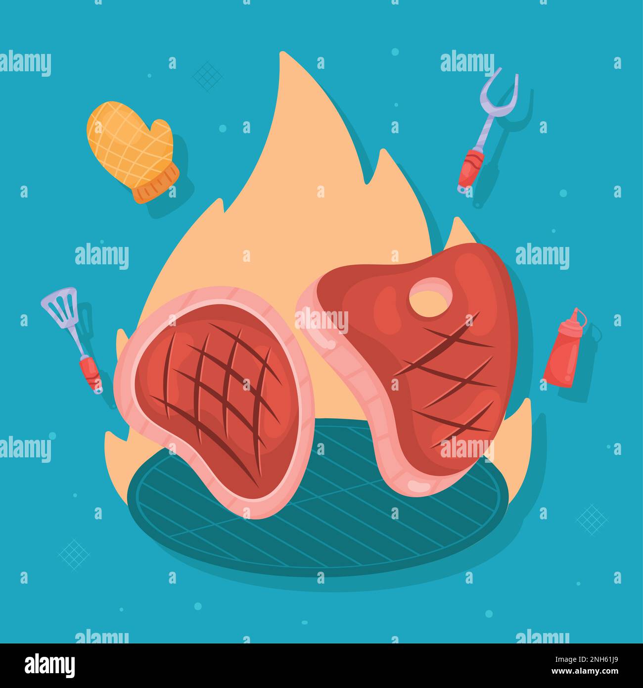 meat beef with flame icons Stock Vector Image & Art - Alamy