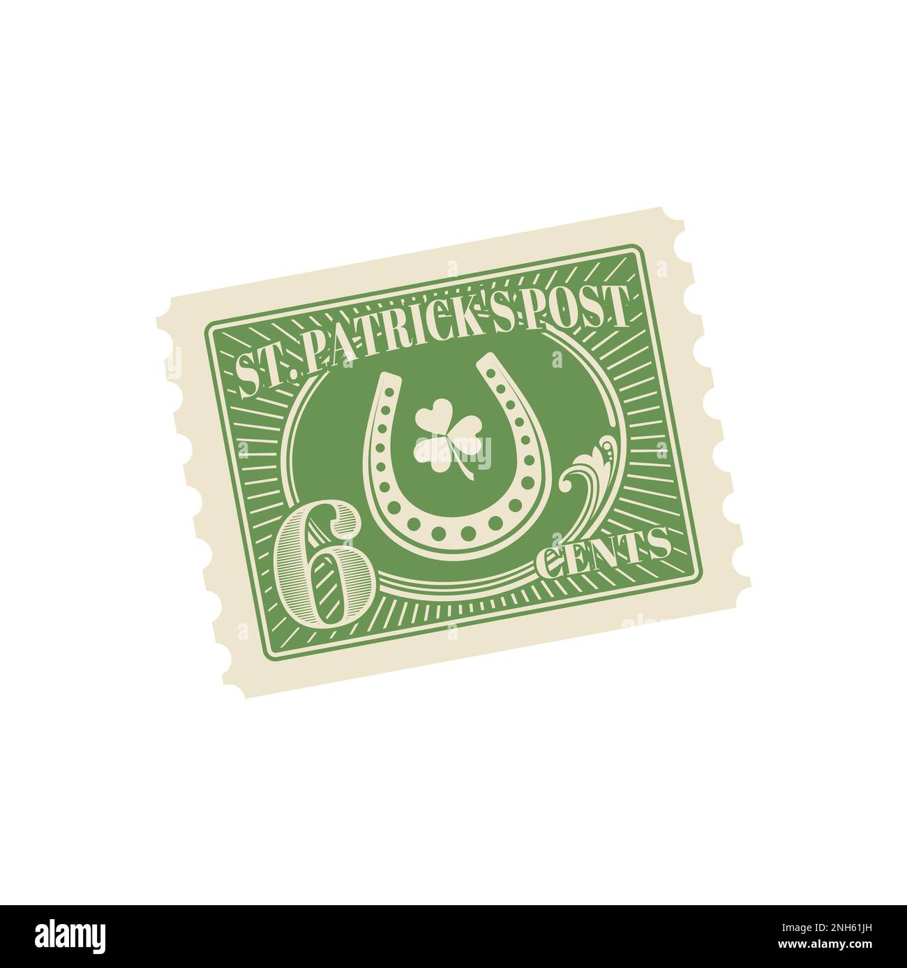 Saint Patrick day antique postcard, retro postage stamp and vintage ...