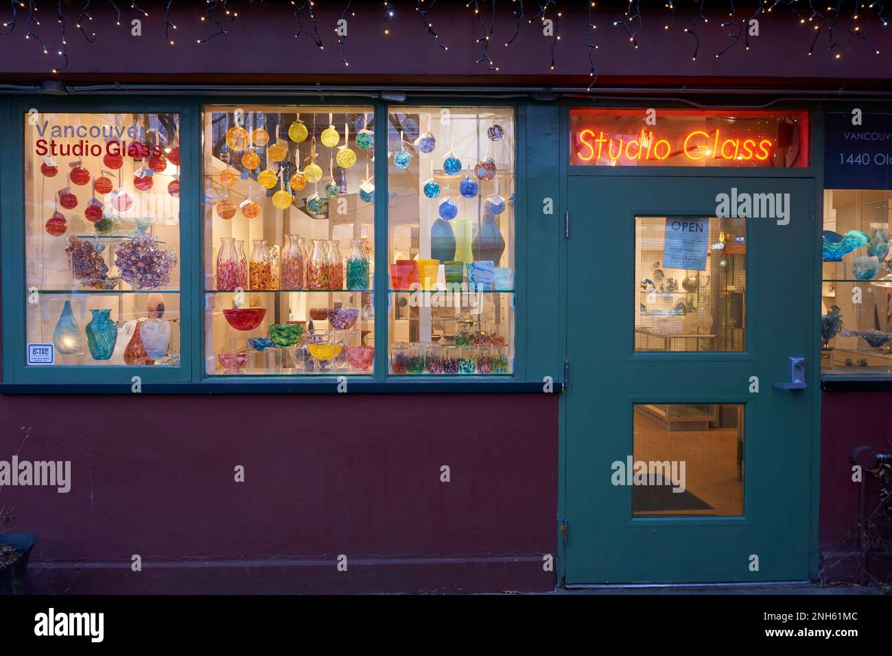 Colorful blown glass in the window of Vancouver Studio Glass on ...