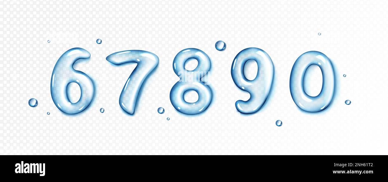 Realistic water number type in vector on transparent background ...