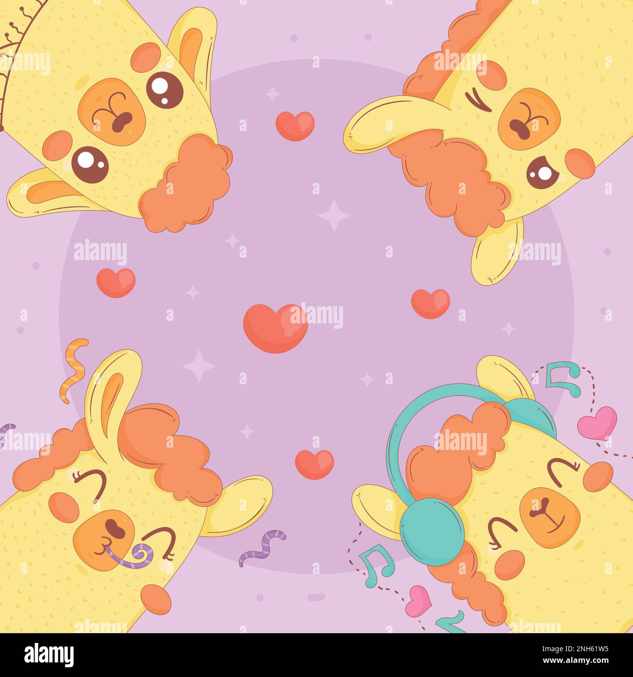 four llamas with hearts characters Stock Vector Image & Art - Alamy