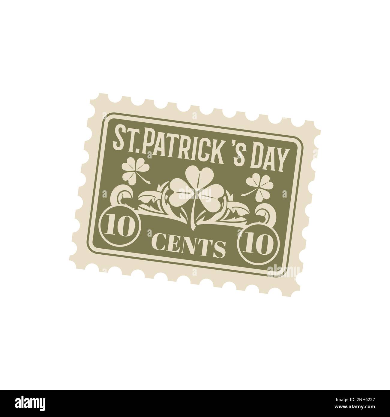 Saint Patrick day holiday antique postcard, retro postage stamp and ...
