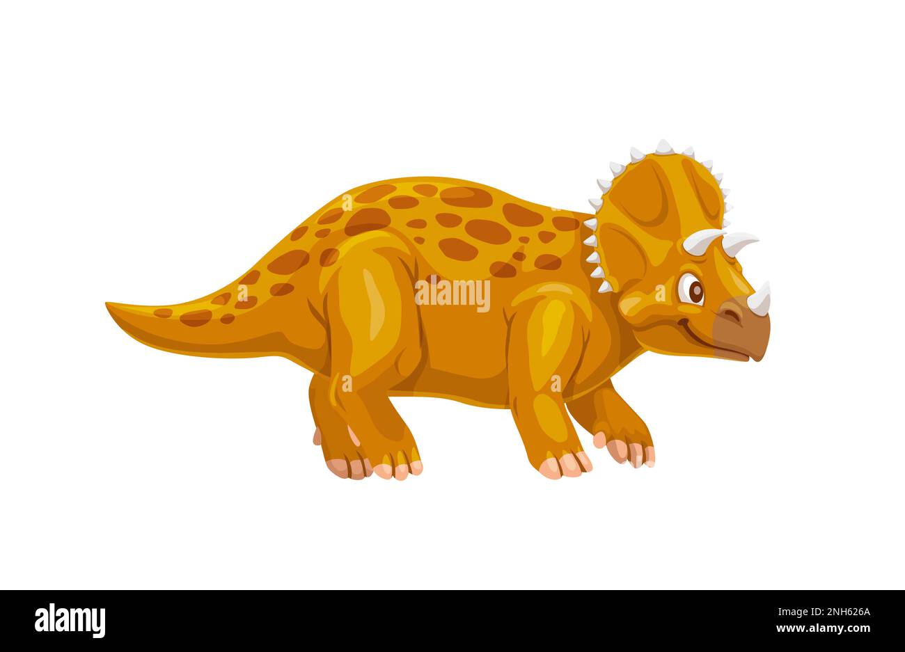 Cartoon avaceratops dinosaur character. Isolated vector herbivorous ...
