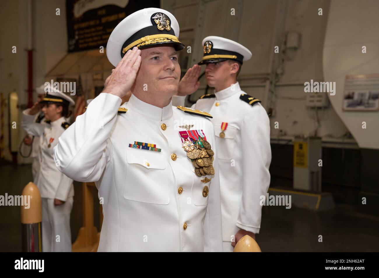 Chief of Naval Air Training Rear Adm. Richard Brophy arrives during the ...