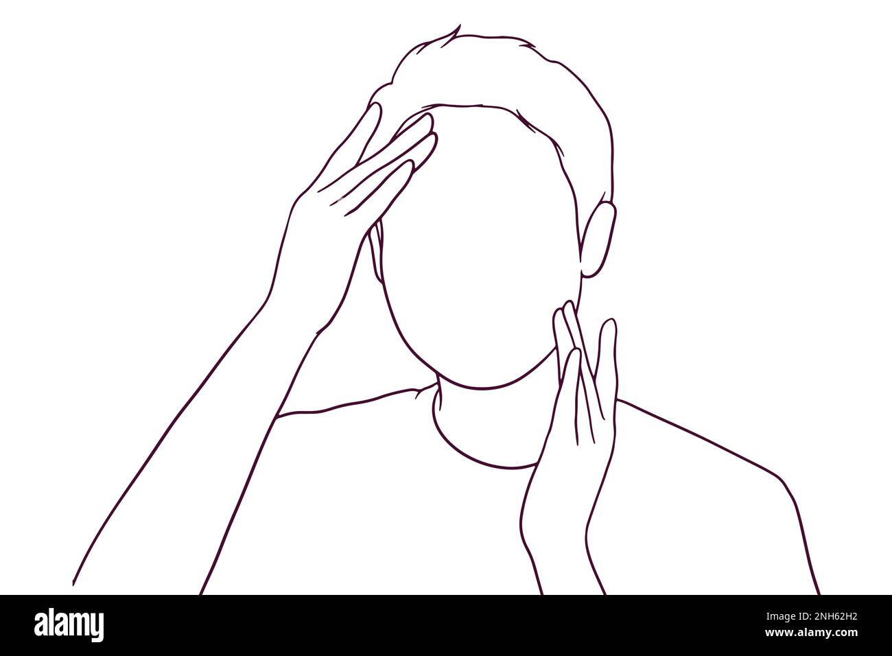 handsome young man washing his face in a hand drawn vector illustration ...