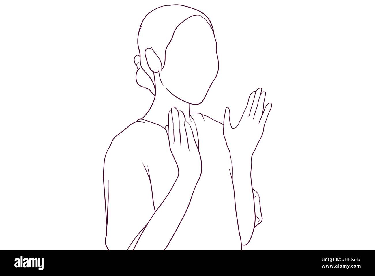 A smiling nurse greets a patient in a hand drawn vector illustration ...