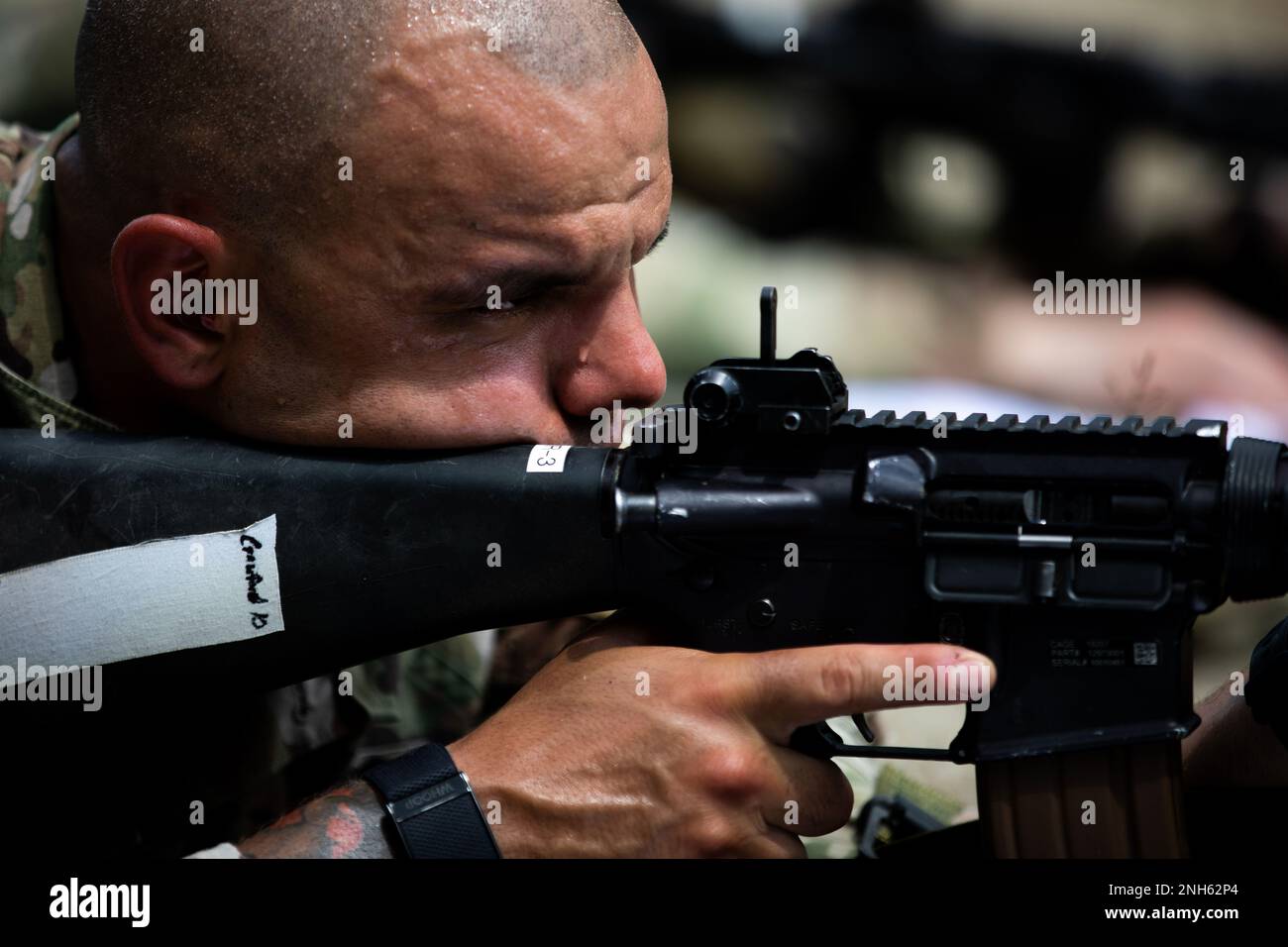Army Reserve Staff Sgt. Devin Crawford, 108th Training Command, eyes a ...