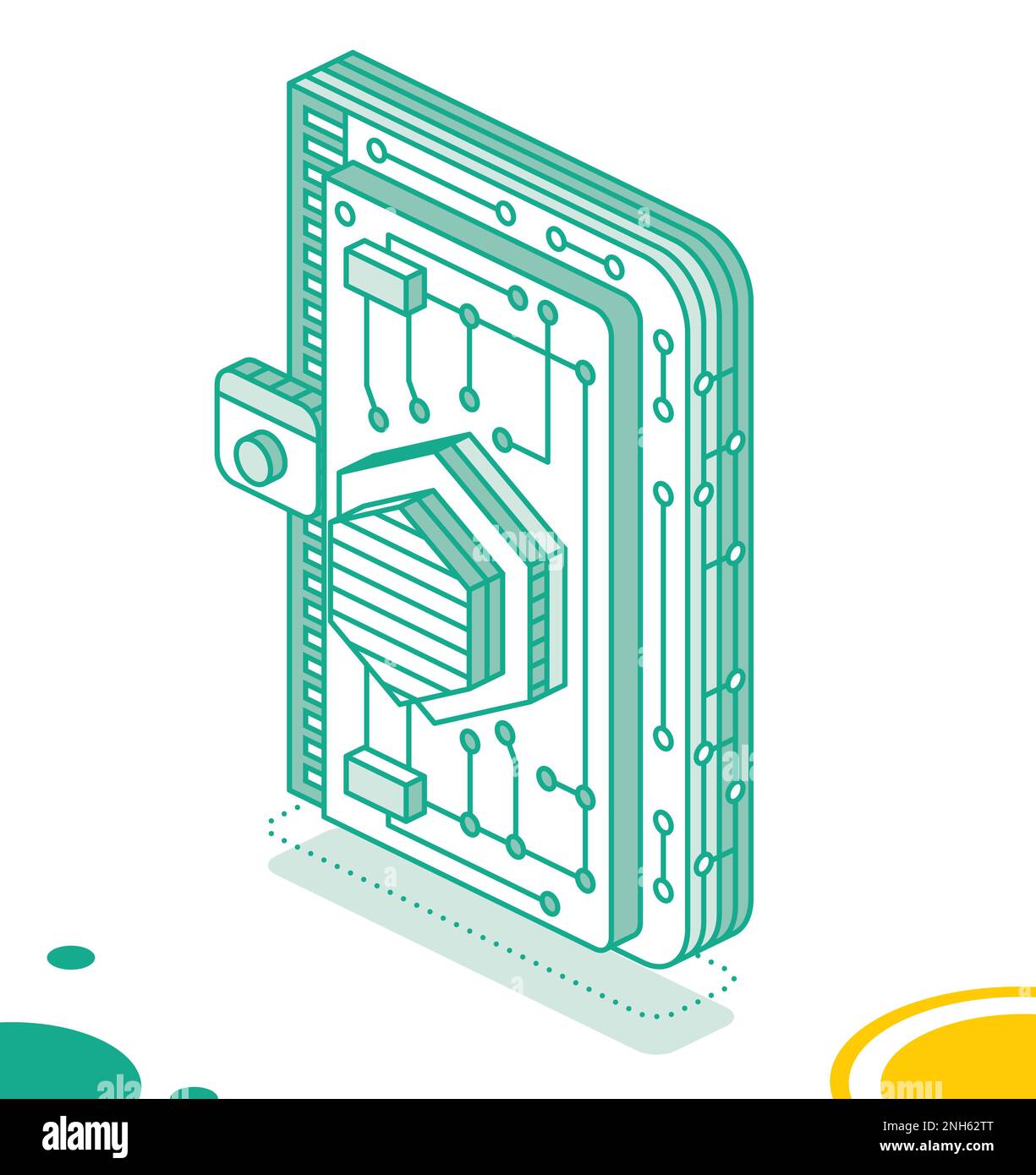 Isometric Crypto Wallet with Cryptocurrency. Outline Detailed Icon for ...