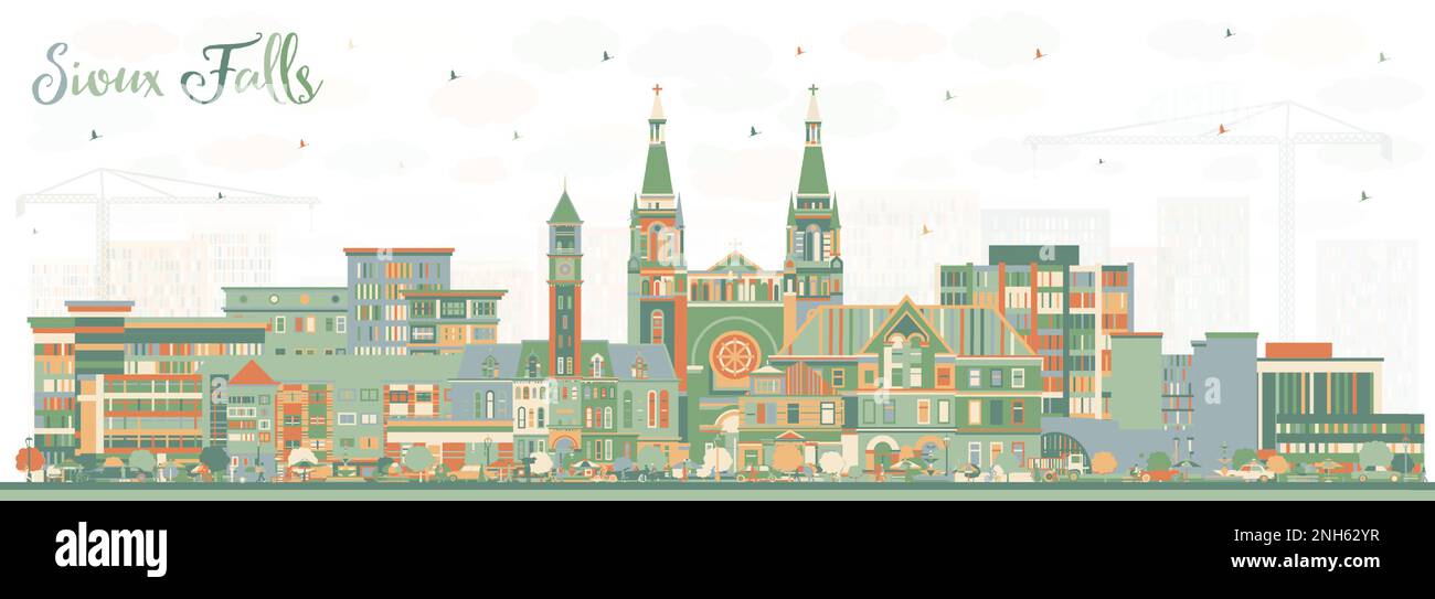 Sioux Falls South Dakota City Skyline with Color Buildings. Vector Illustration. Sioux Falls USA ...