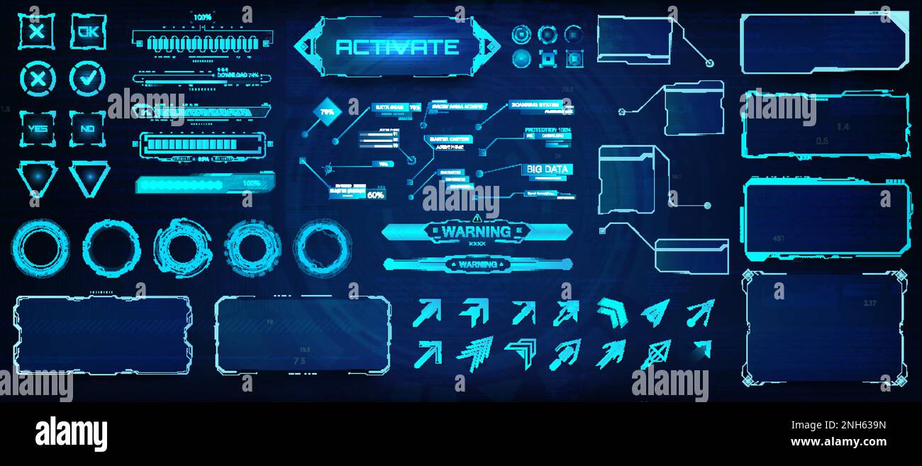 Sci Fi Futuristic User Interface Hud For Games Ui Ux Kit And Web Design Stock Vector Image