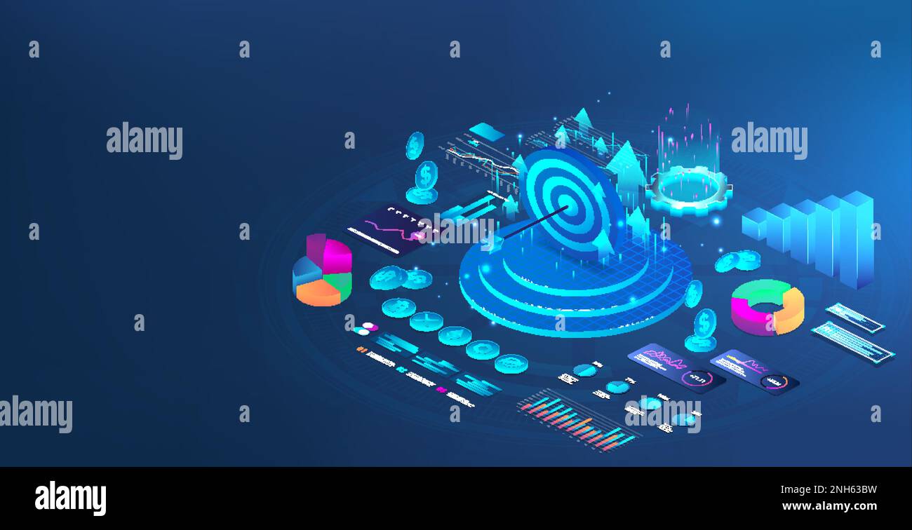 Web banner Goal achievement in isometric style Stock Vector Image & Art ...