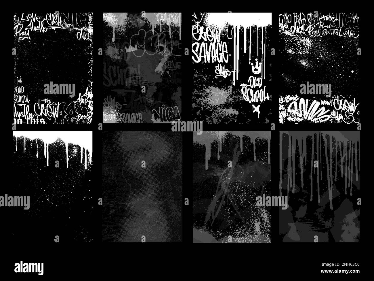 Street Monochrome Overlay Texture Stamps. Street art set Stock Vector ...