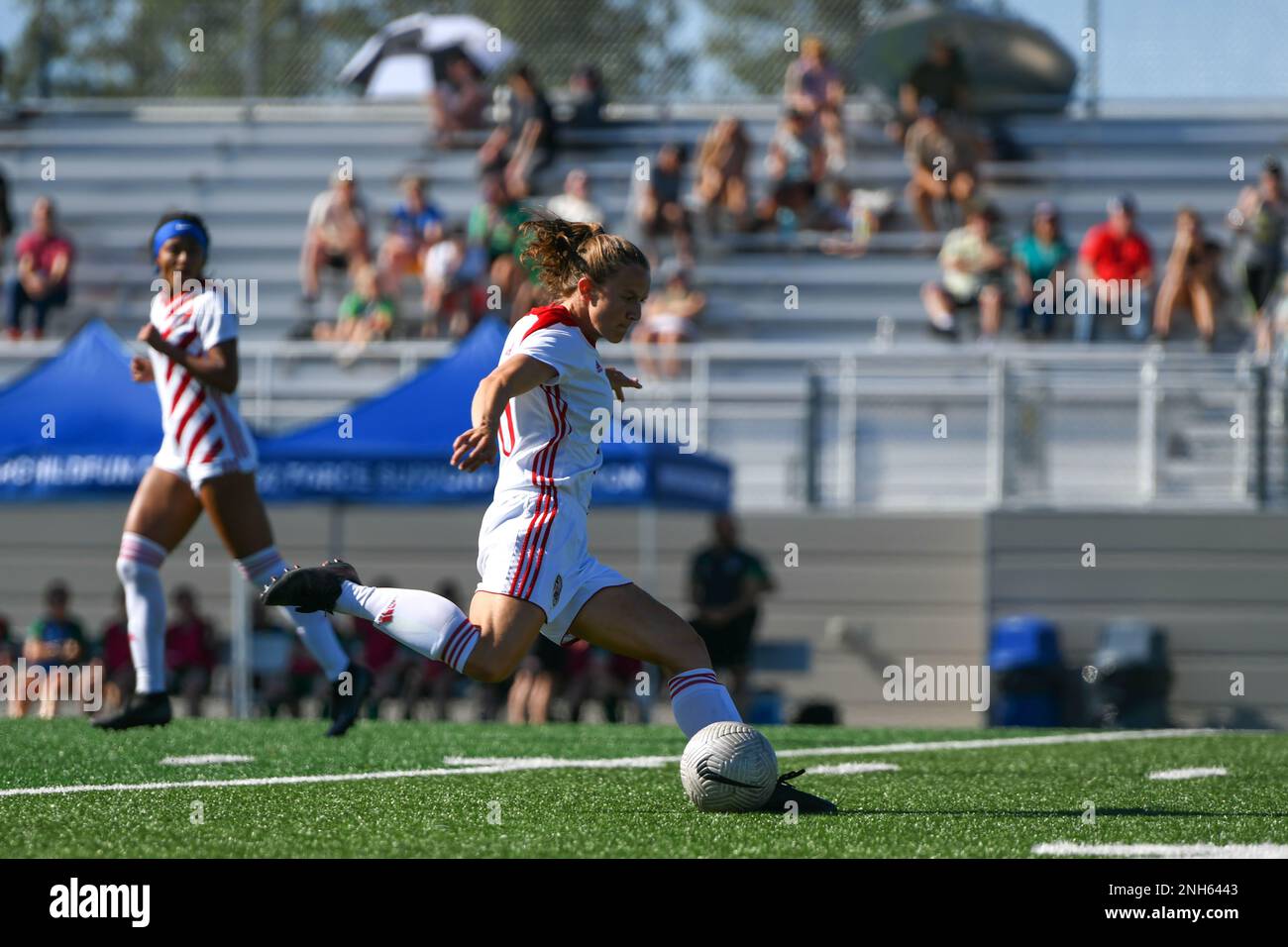 U.S. Army Capt. Kailey Utley passes the ball in a match against Ireland ...