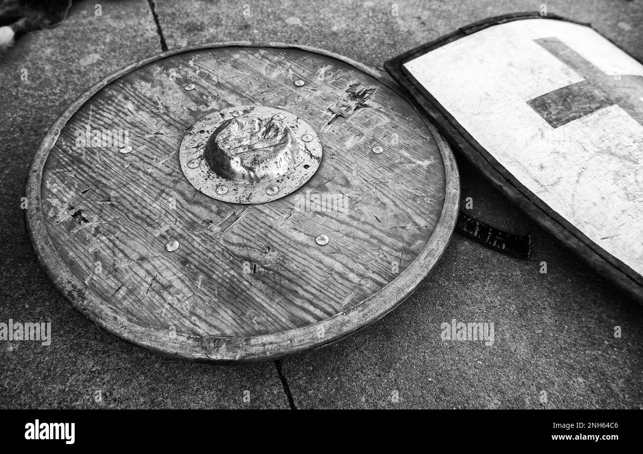 Detail of pieces of armor for medieval warrior Stock Photo - Alamy