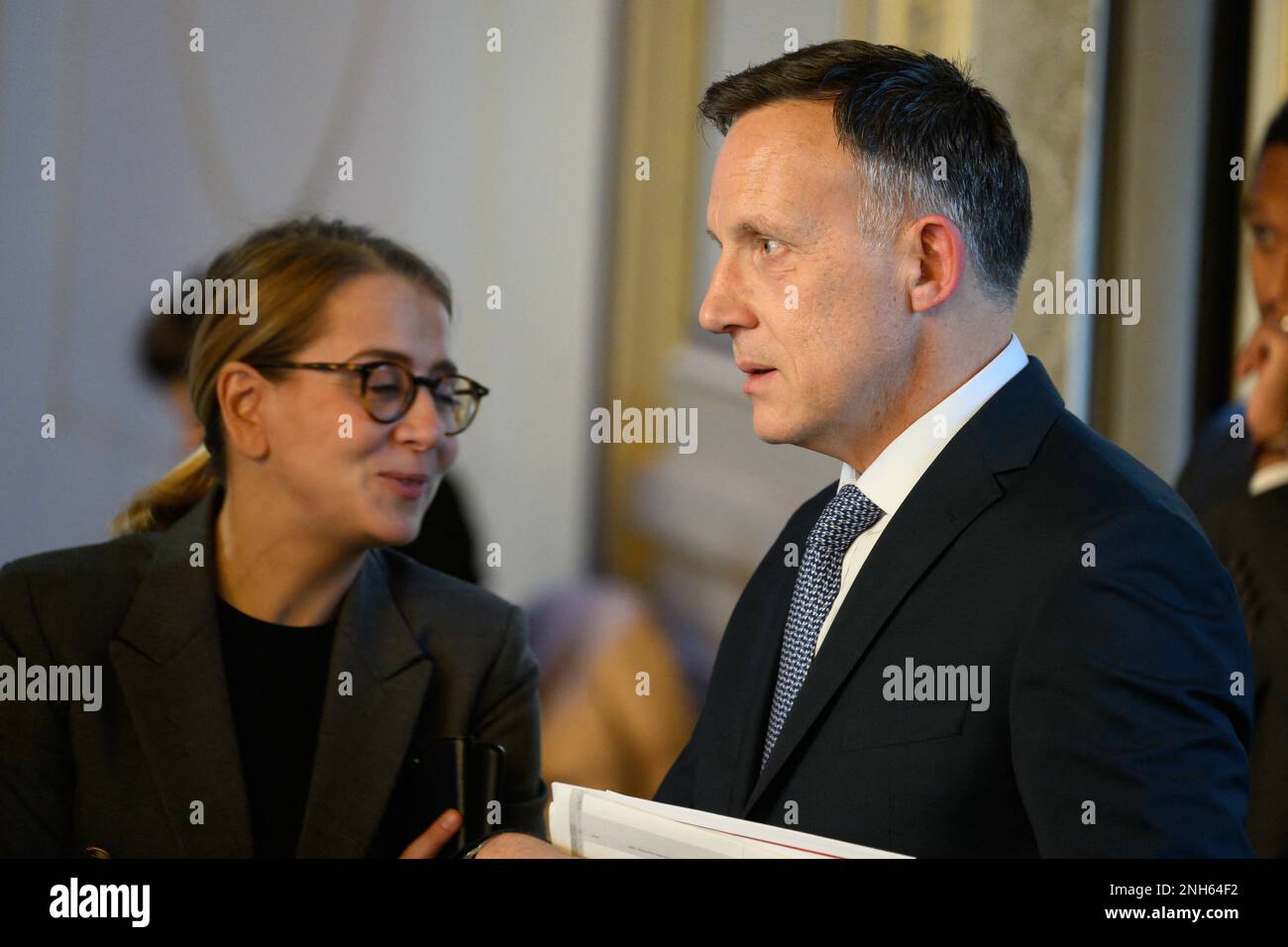 Anastasia Colosimo and Frederic Michel attend the French Tech event at ...