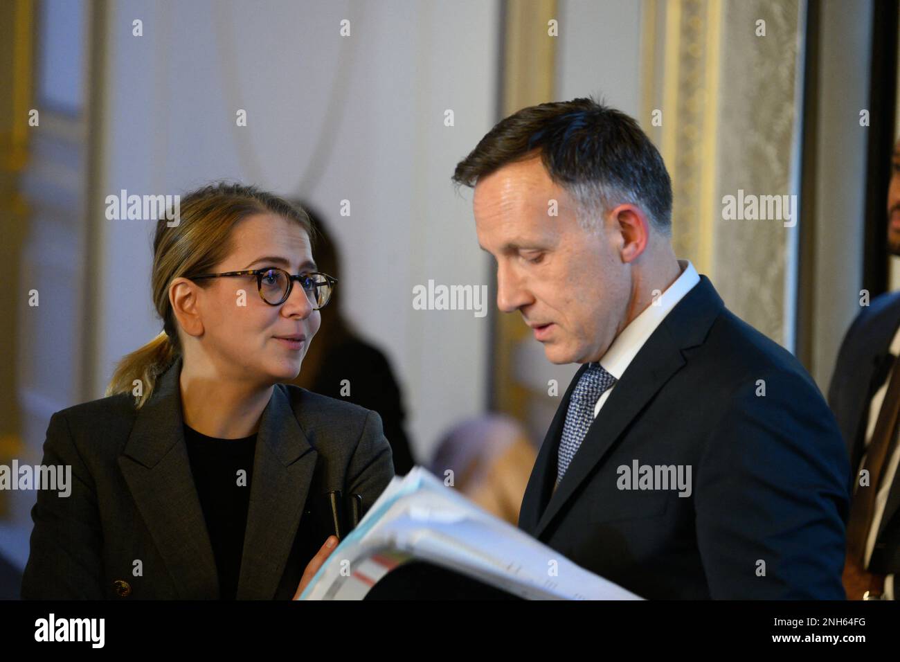 Anastasia Colosimo and Frederic Michel attend the French Tech event at ...