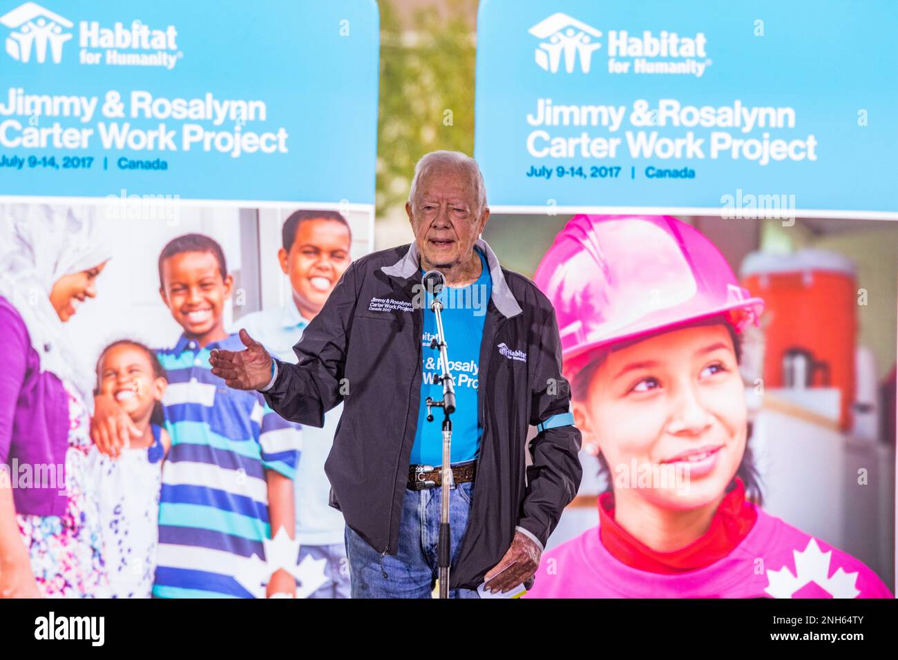 President Jimmy Carter Addresses The Volunteers For The Jimmy And Rosalynn Carter Work Project