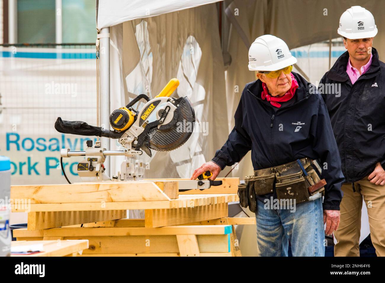 93 year old President Jimmy Carter puts his saw skills to use at the ...