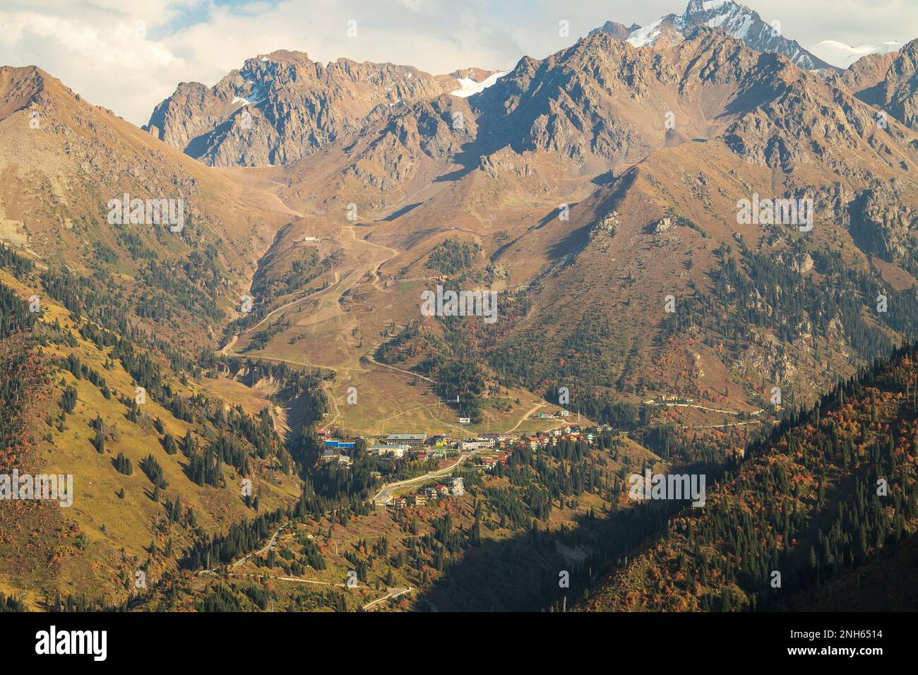 The famous ski mountainous resort Chimbulak in summer in Almaty in ...