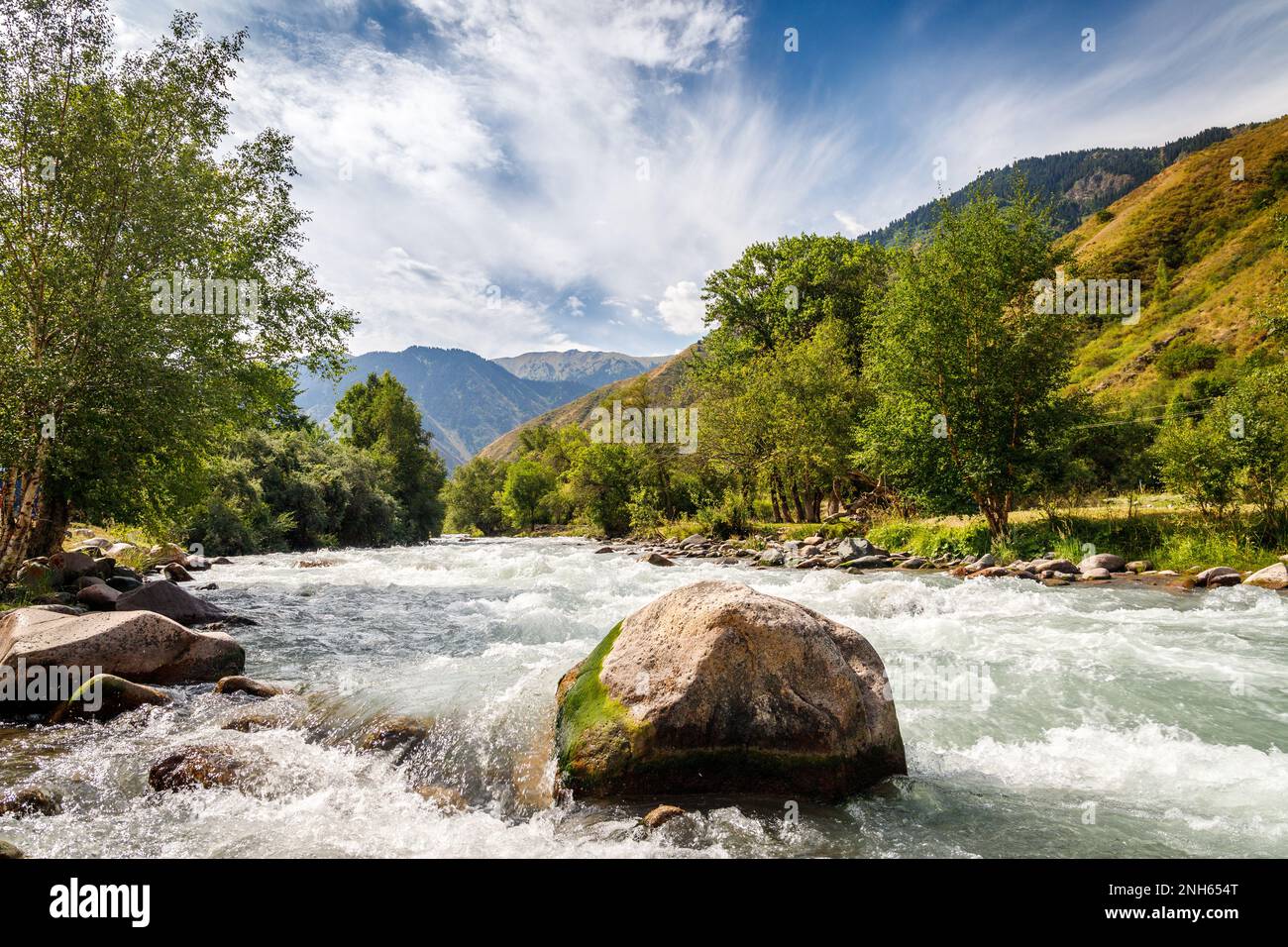 Mountain river in Turgen gorge. Kazakhstan nature in central asia Stock ...