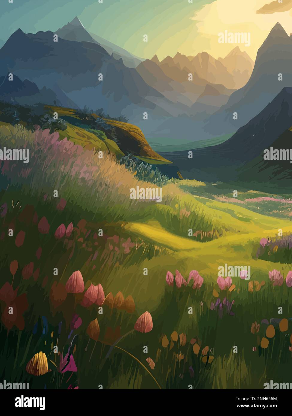 Panoramic flower gardens Stock Vector Images - Alamy