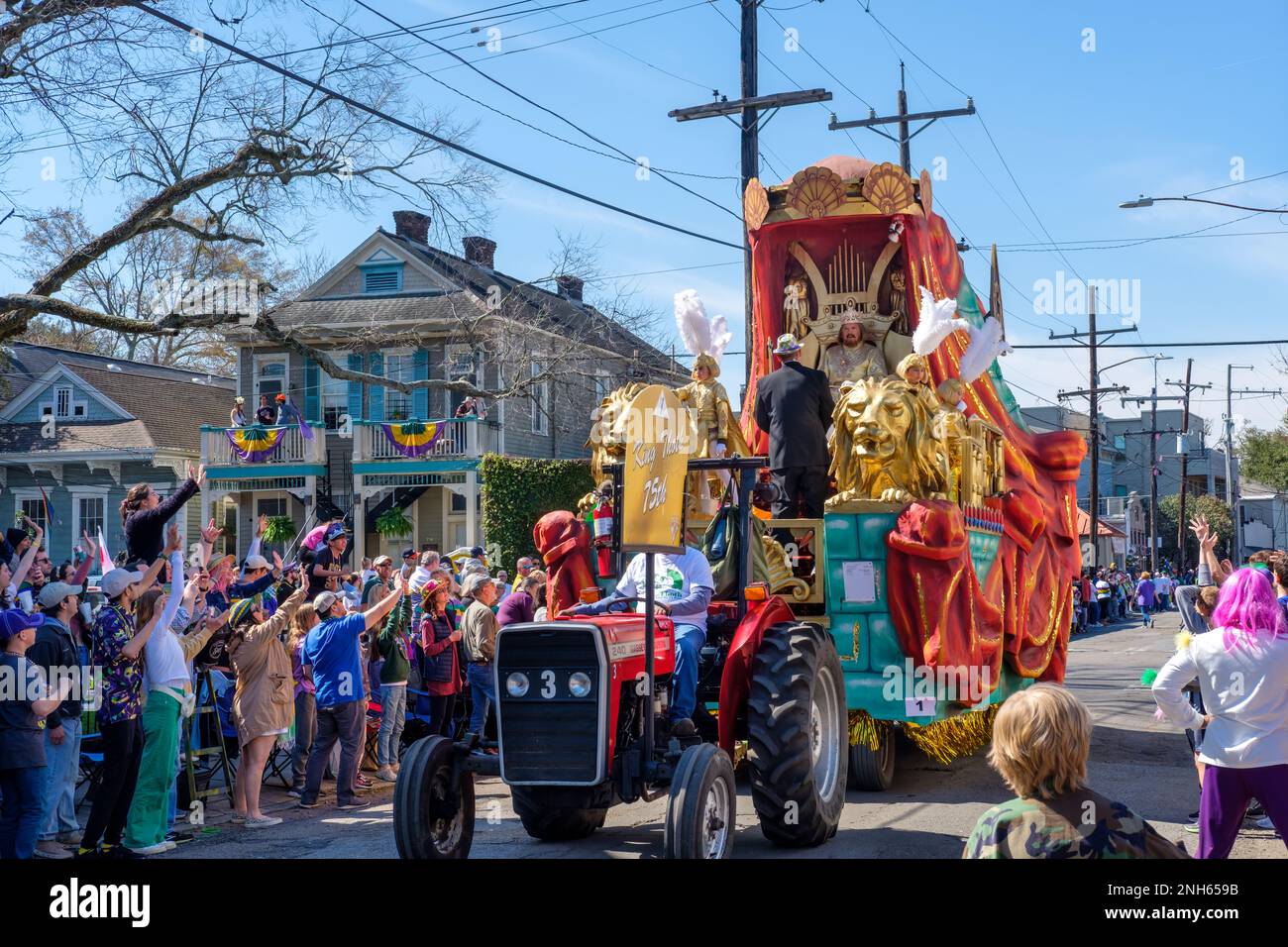 NEW ORLEANS, LA, USA - FEBRUARY 19, 2023: King Thoth float at the start ...