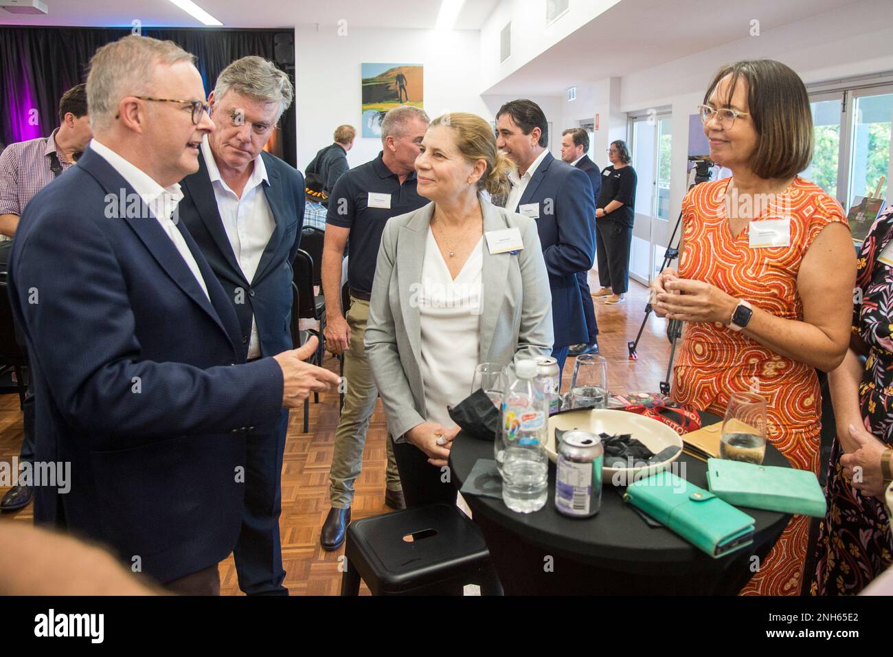 Australian Prime Minister Anthony Albanese greeting locals at Gratwick ...
