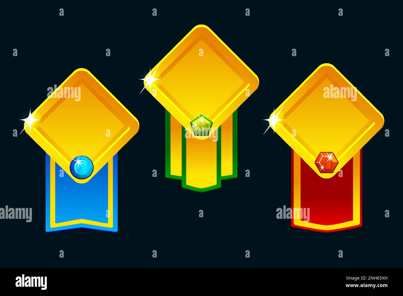 Rewards bonus UI icons in rhombus shape. Level up icon.Element for ...