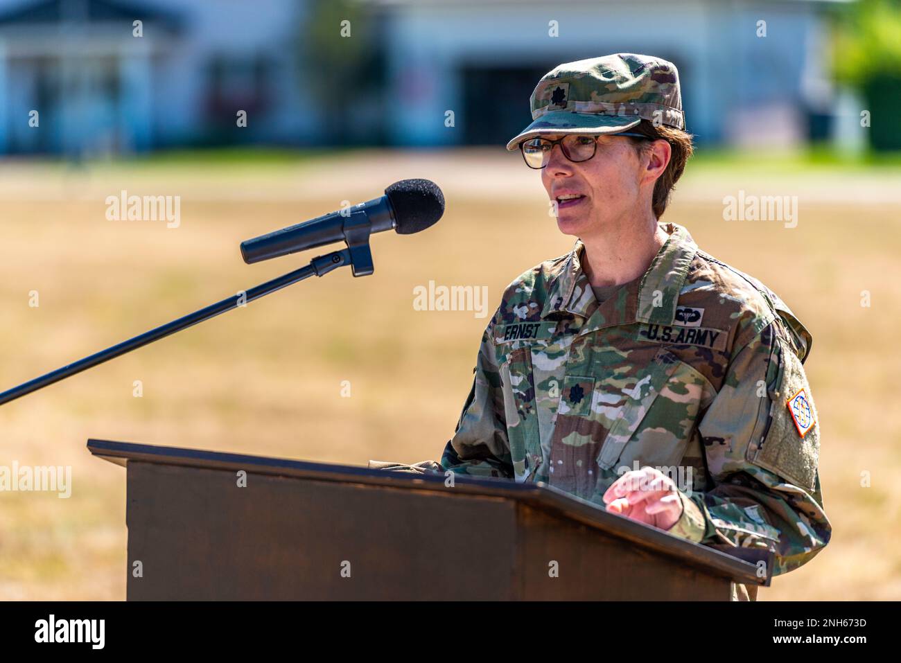 U.S. Army Lt. Col. Crystal D. Ernst, 102d Signal Battalion commander ...