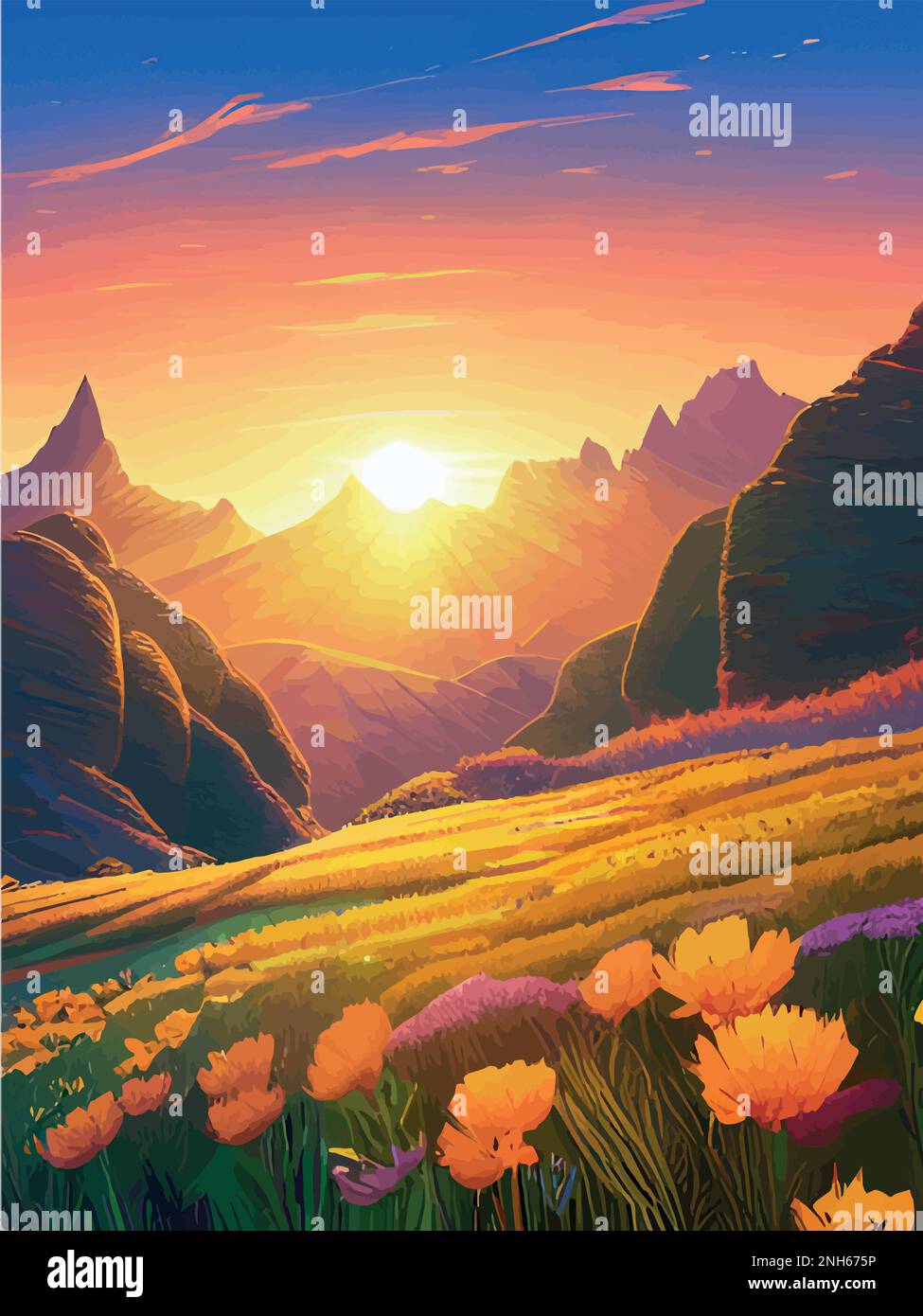 Alpine landscapes Stock Vector Images - Alamy