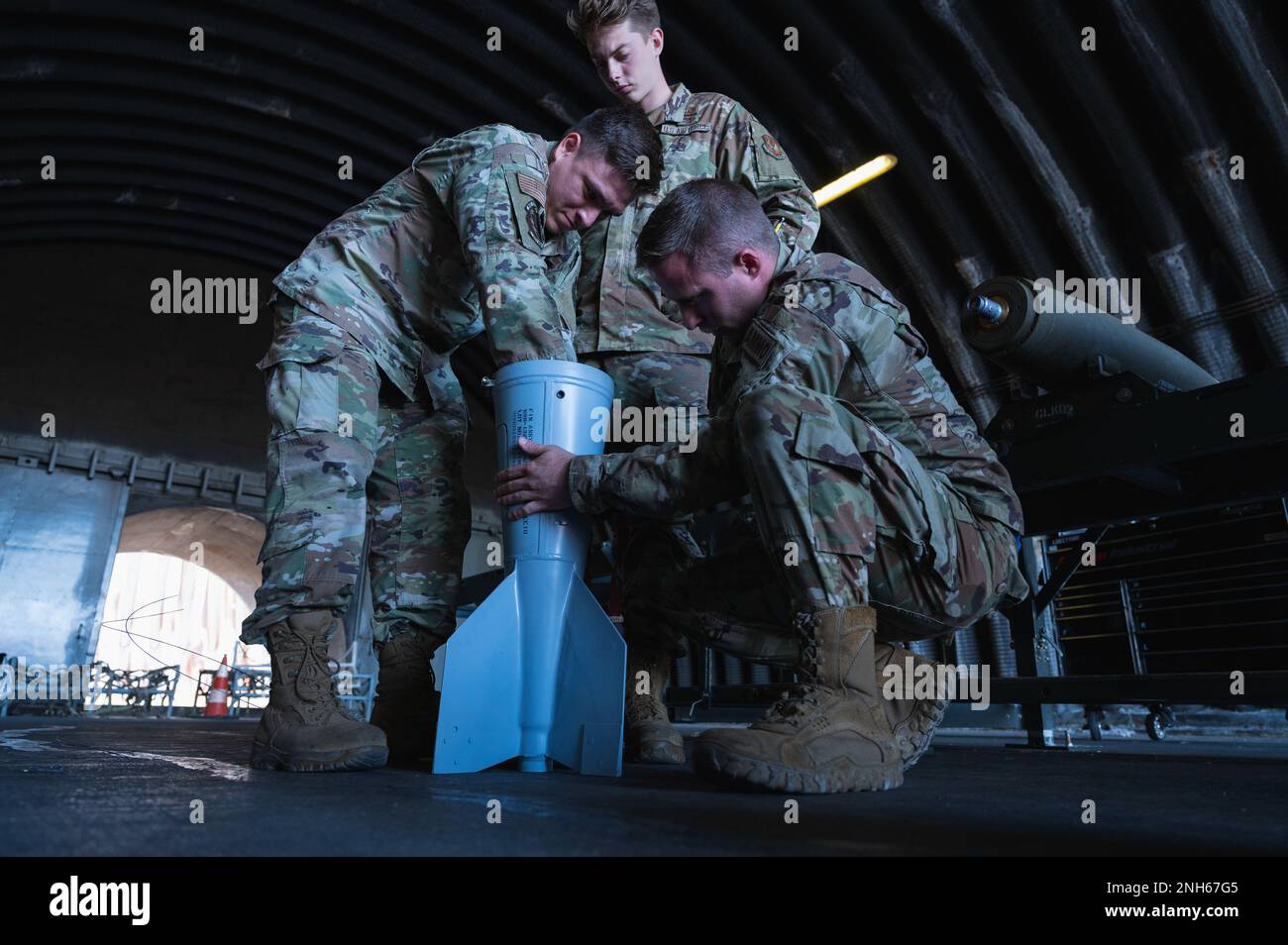 U.S. Air Force munitions technicians assigned to the 48th Munitions ...