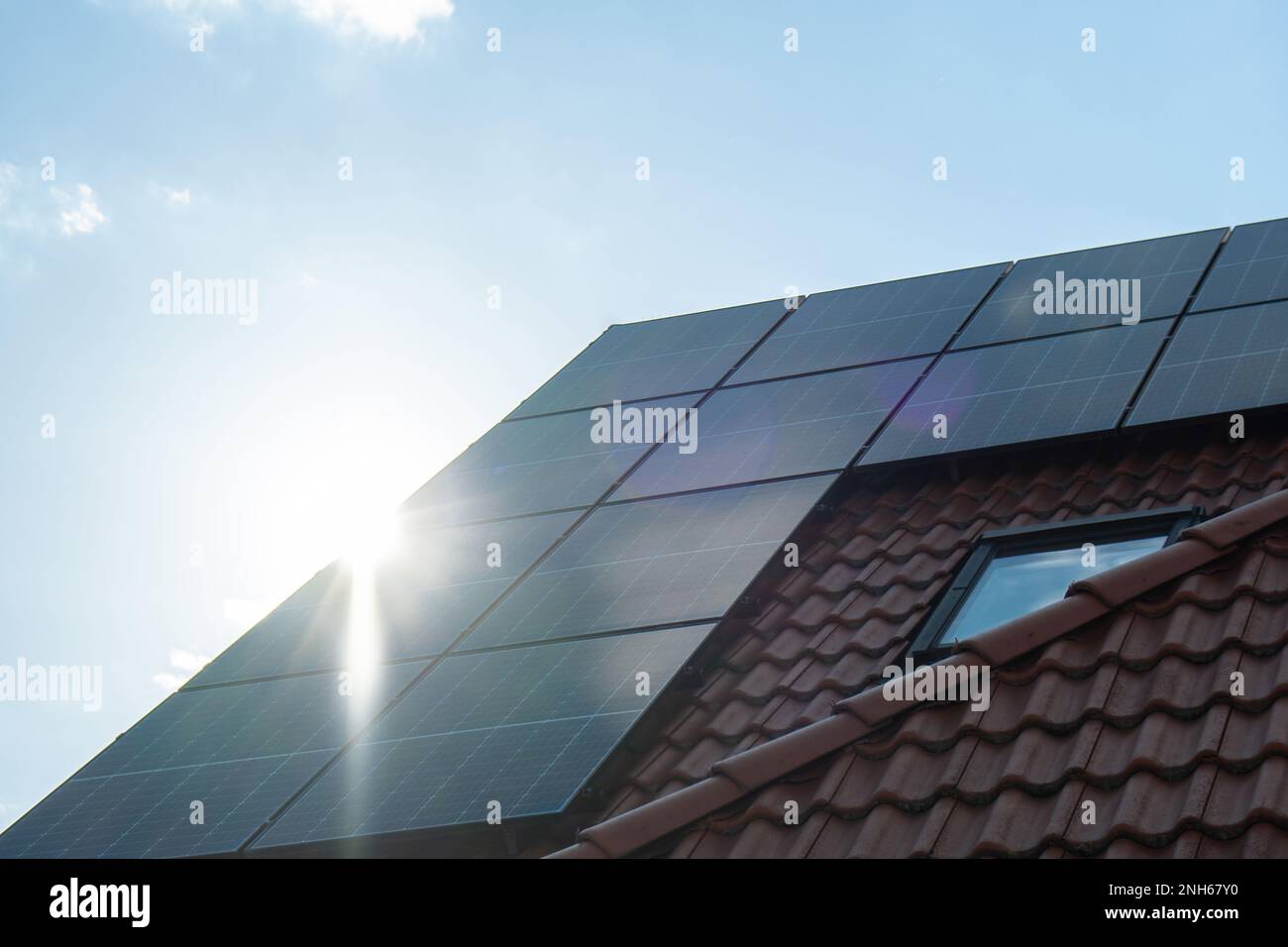 New ecologic house with solar panels Alternative to conventional energy ...