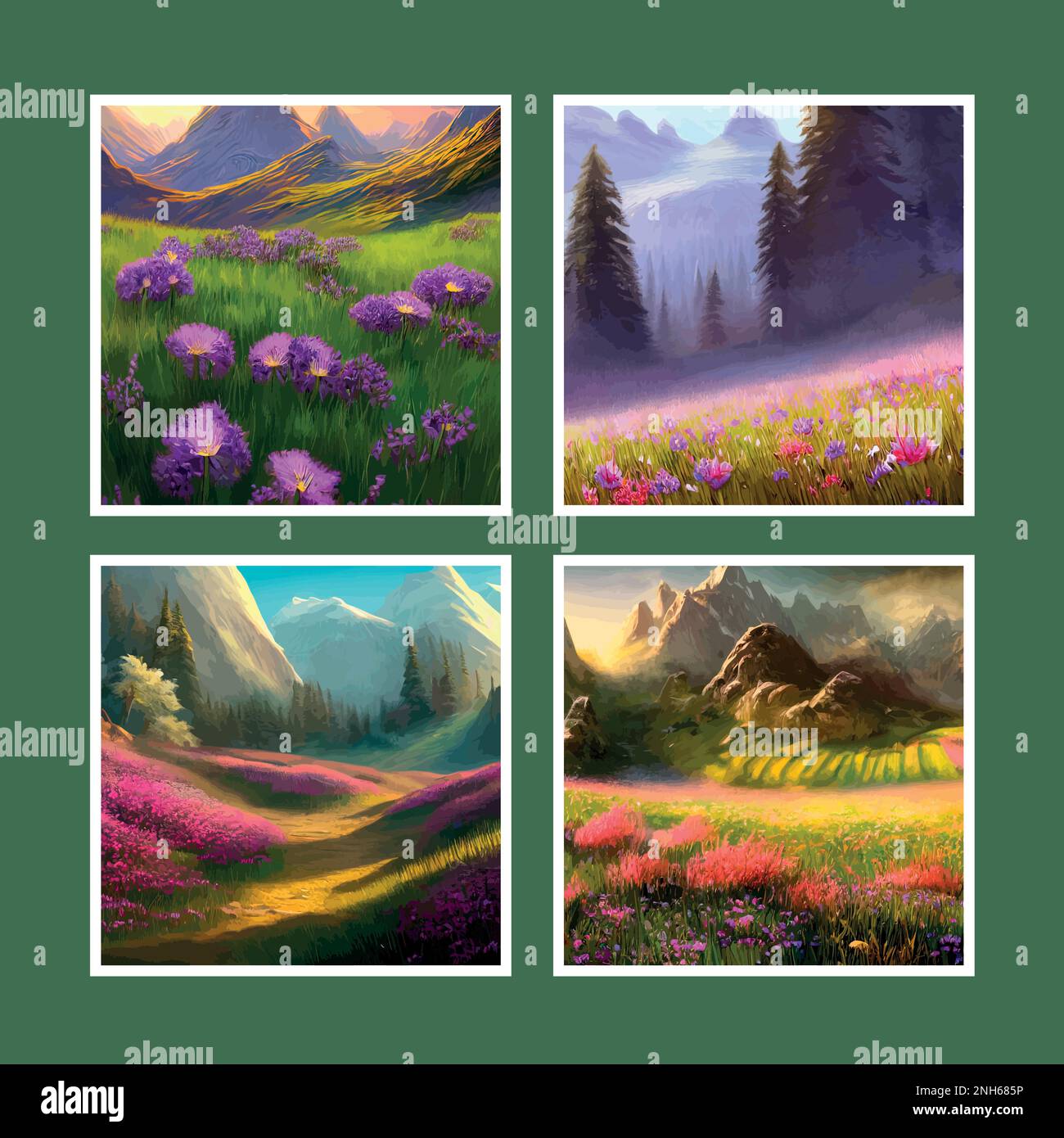 Spring tulip landscape at sunset Stock Vector Images - Alamy