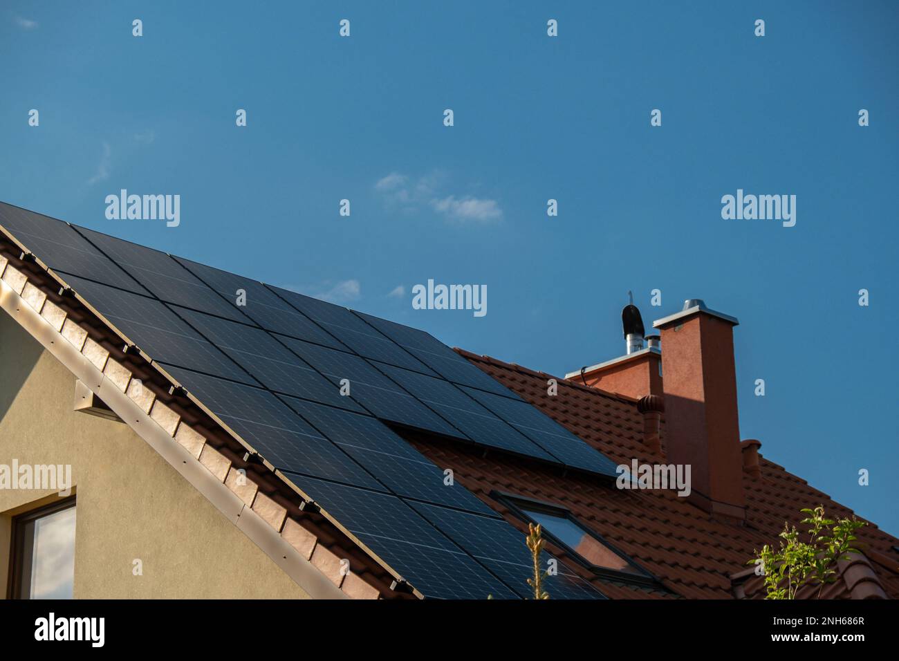 New ecologic house with solar panels Alternative to conventional energy ...