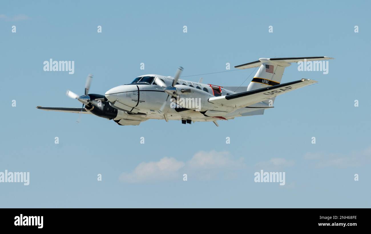 A C-12 Huron takes off from Edwards Air Force Base, California, to ...