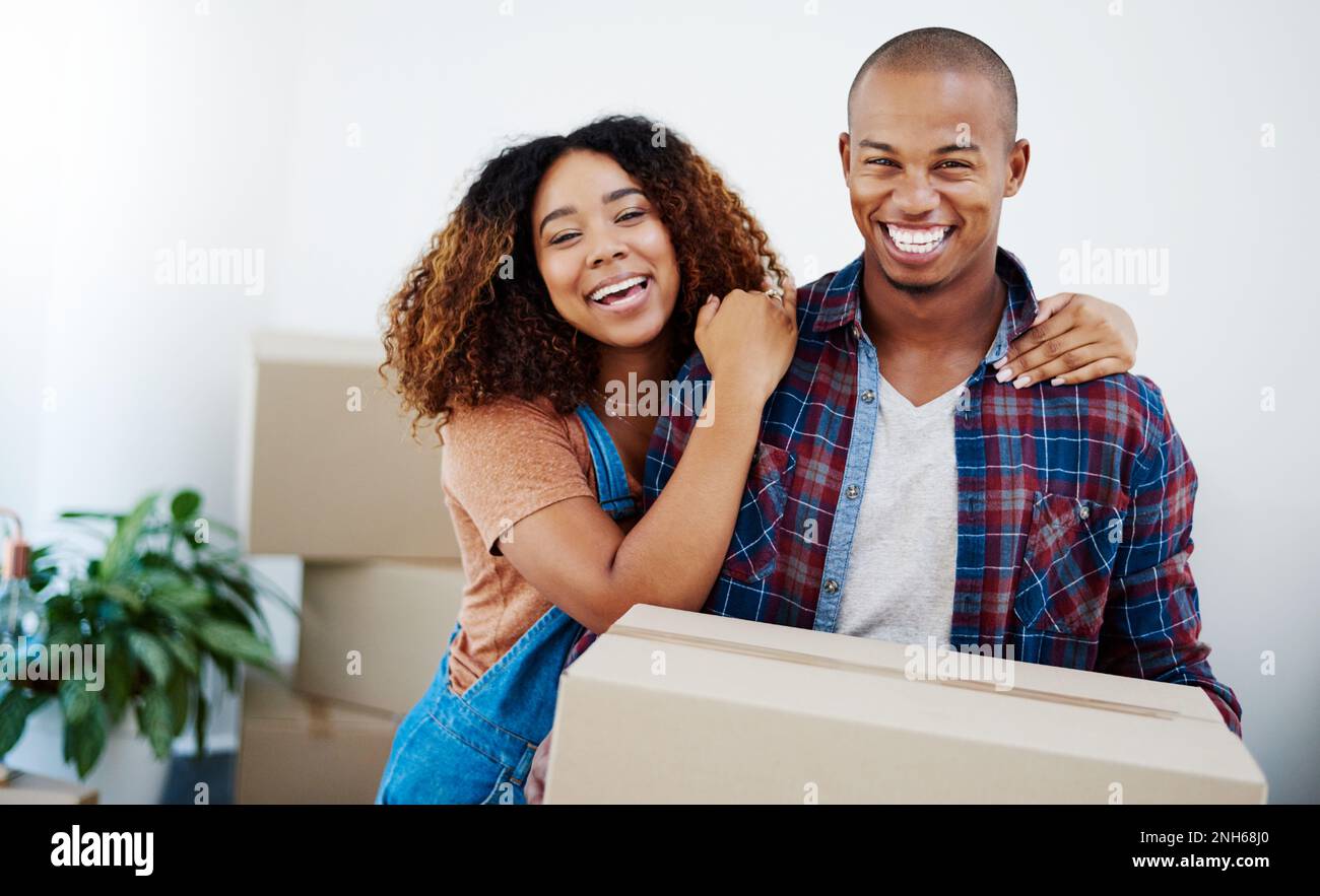 Our life together begins here. an attractive young couple moving house ...