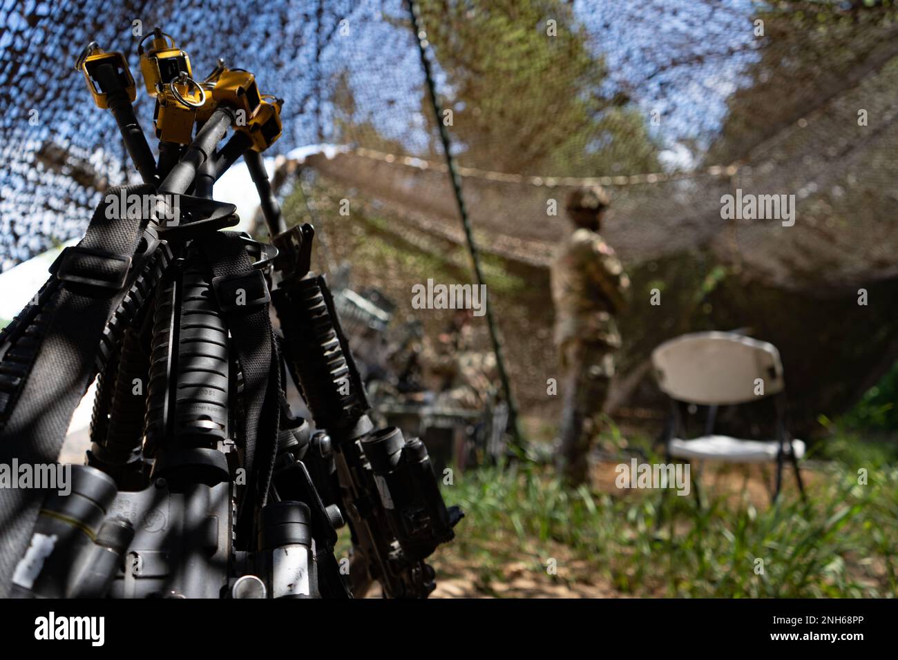 M4 rifles in the firing area used by Bravo Battery, 3rd Battalion ...