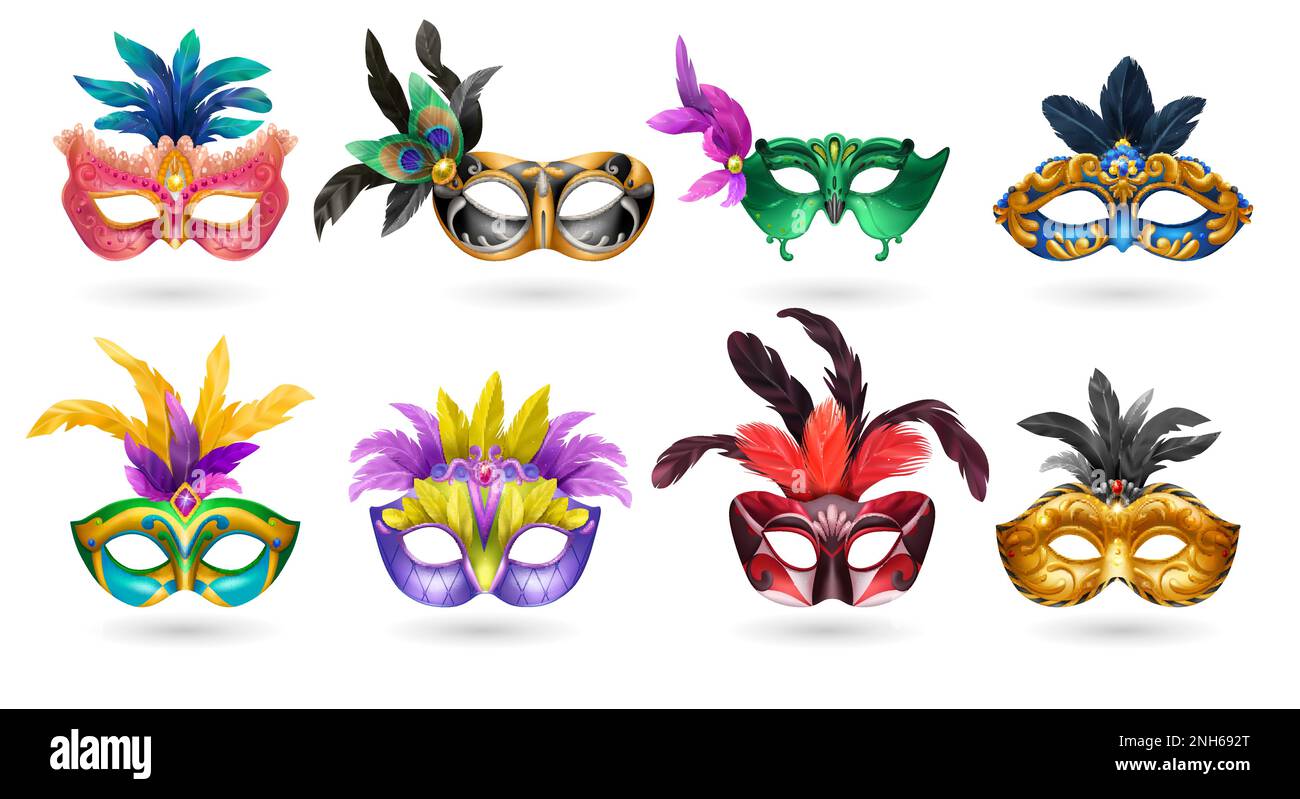 Ladies venetian carnaval masquerade colorful eye masks with feathers ...