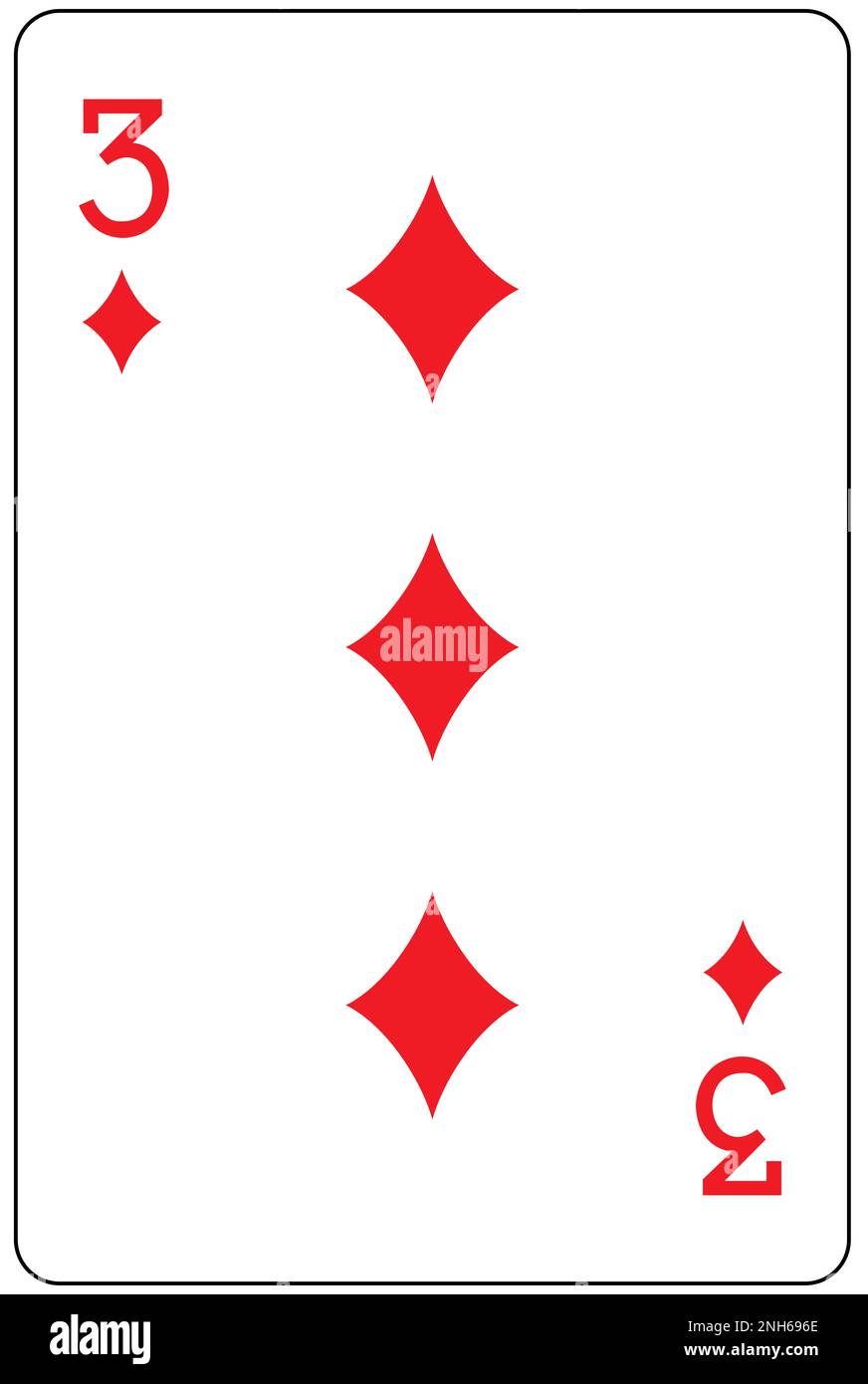 Three of diamonds playing card Stock Photo - Alamy
